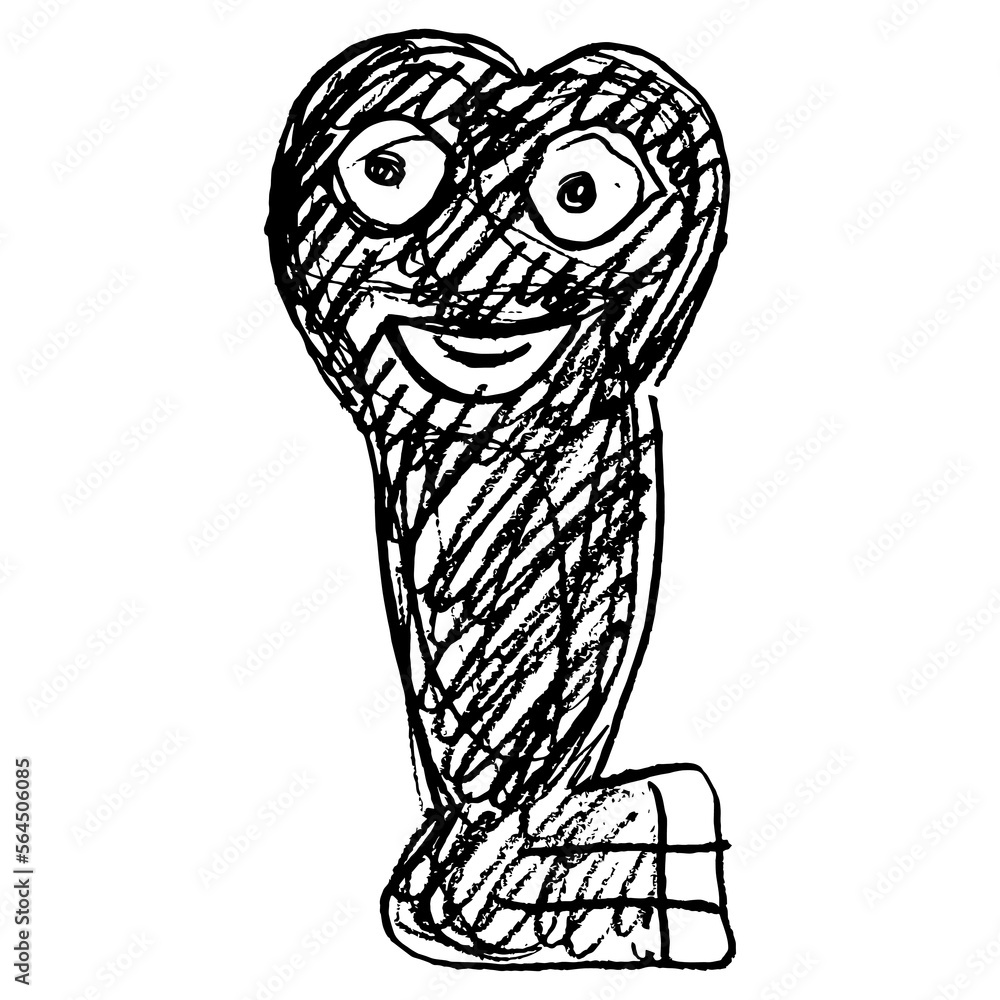 Funny anthropomorphic human foot or leg with eyes and smiling mouth ...