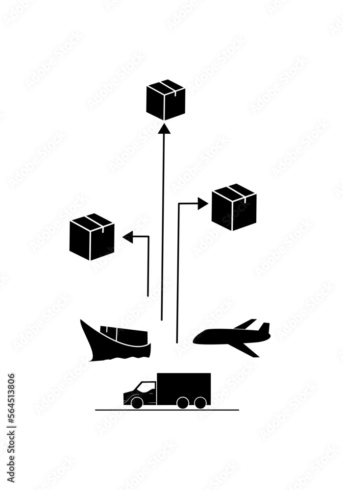 Short & long distance parcel package delivery by air water and on roads ...