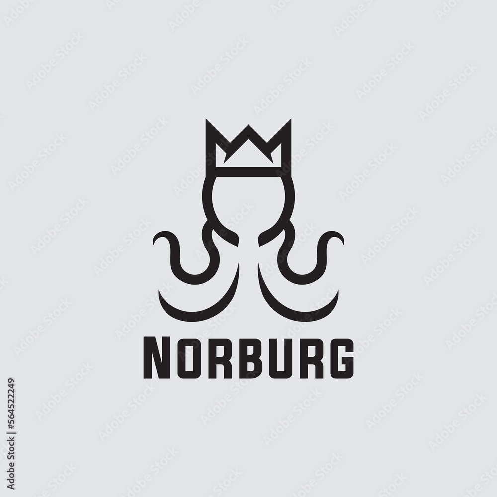 abstract luxury norburg logo with crown icon design in black color ...