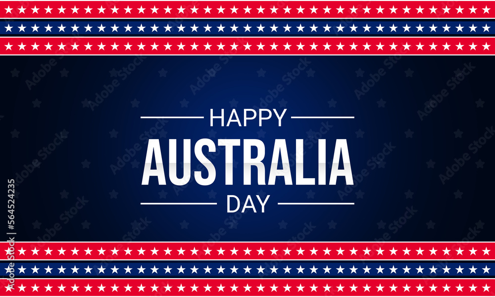 Happy Australia Day Text Over Patriotic Horizontal Background with ...