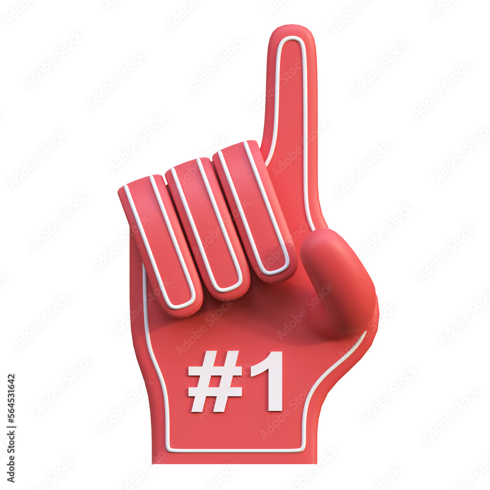 hand foam finger champion supporter icon 3d illustration Stock ...