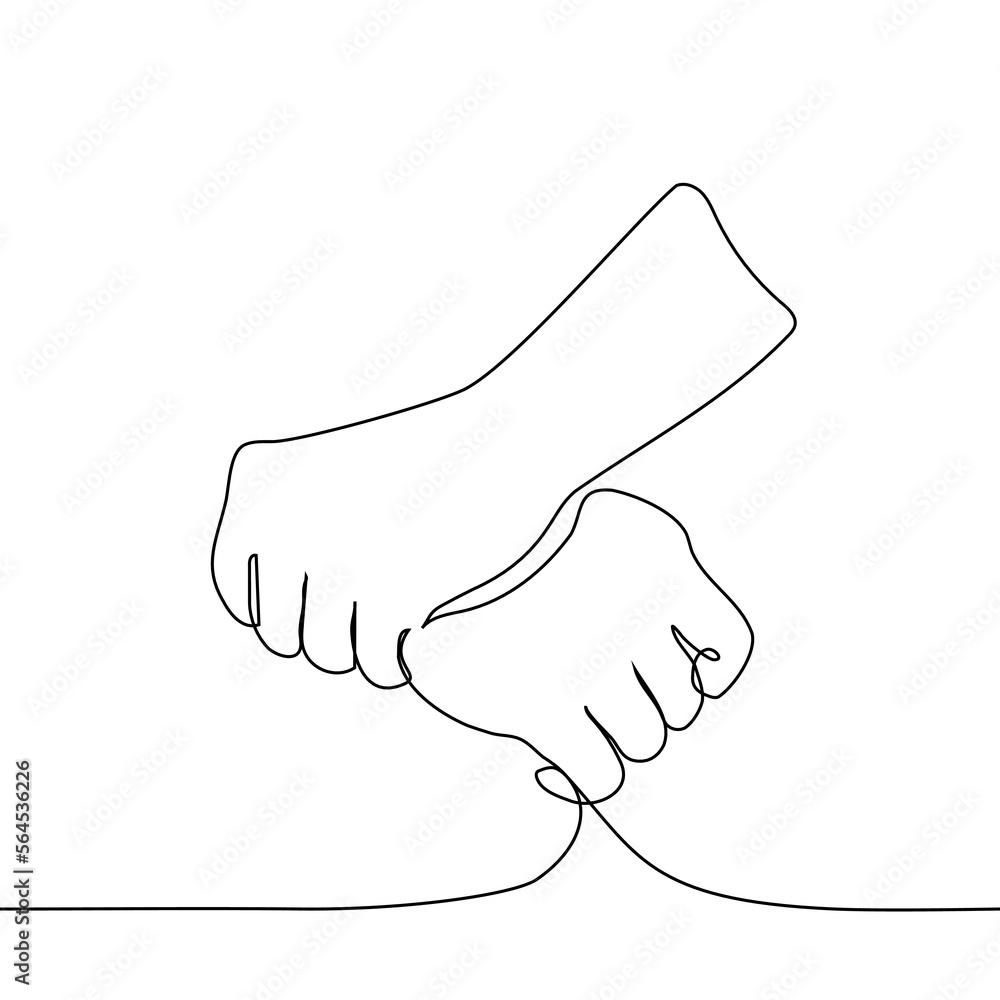 human hand grabbed the wrist of another person - one line drawing ...