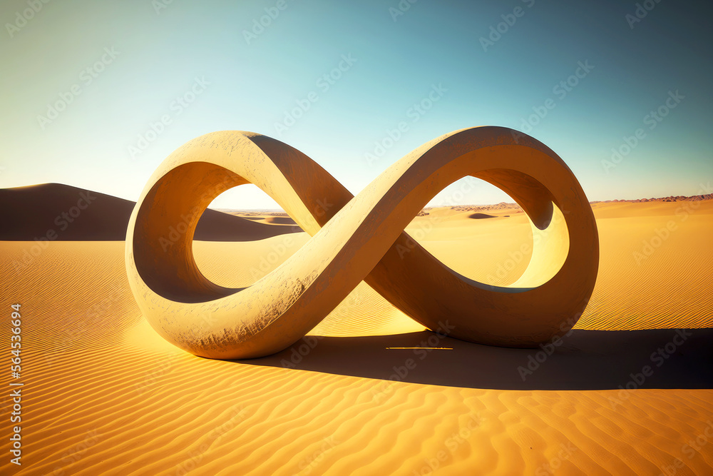large volumetric infinity sign in desert on sand Stock Illustration ...