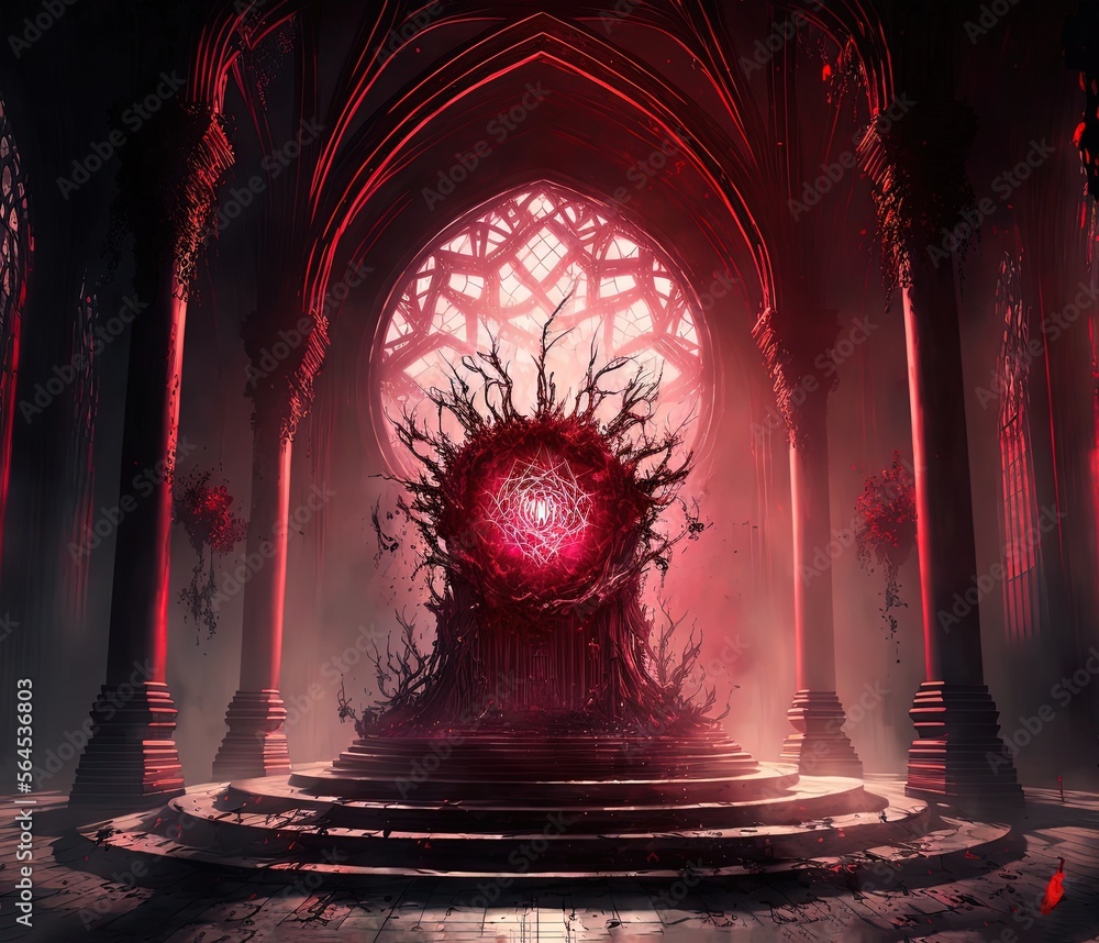 illustration of the hell throne hall with a throne, idea for scary ...