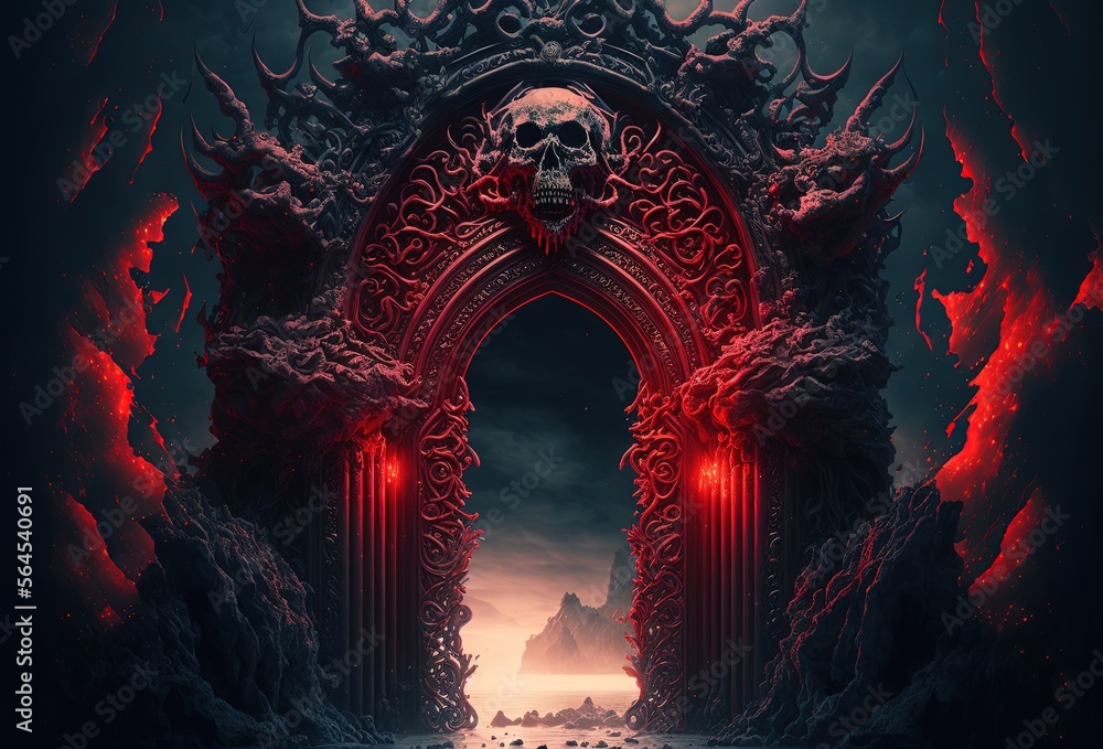 Photo & Art Print illustration of sinful curse hell gate with smoke and ...