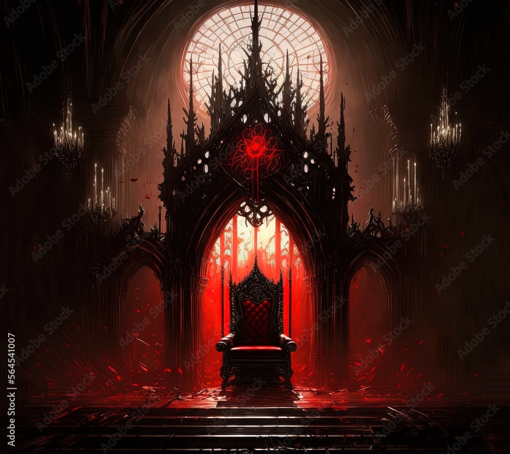 illustration of throne hall with a throne in hell Generative Ai Stock ...
