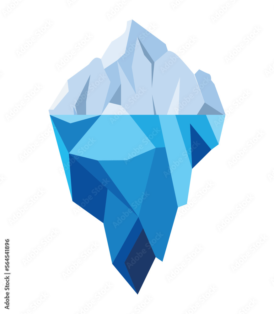 Iceberg Isolated. Iceberg on White Background, Polygonal Illustration. All in a single layer ...