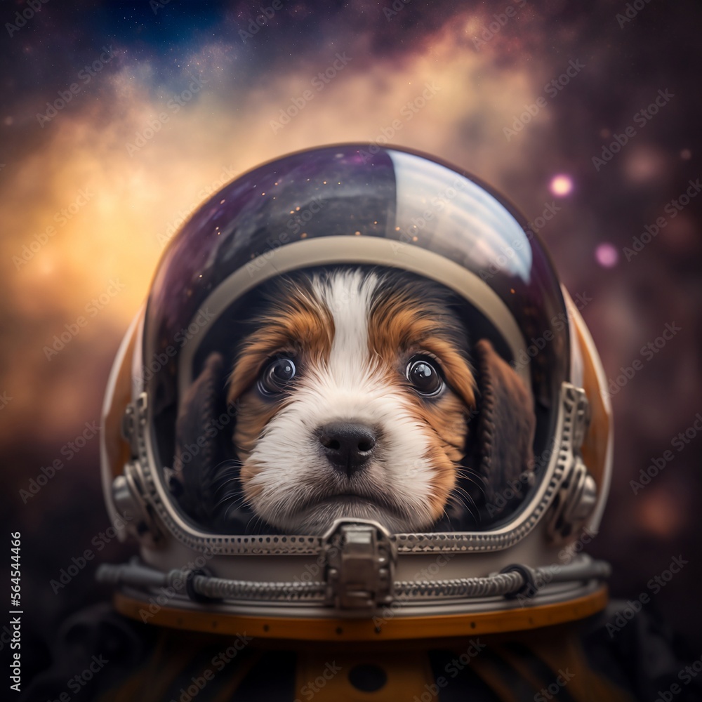 astronaut puppy, puppy astronaut, puppy in space Stock Illustration ...