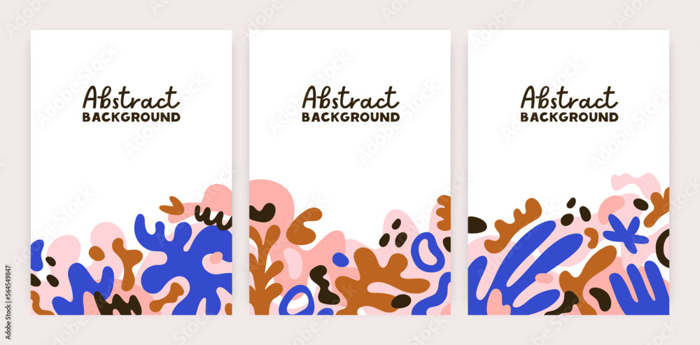 Abstract cards, backgrounds set. Modern backdrops, vertical banners ...