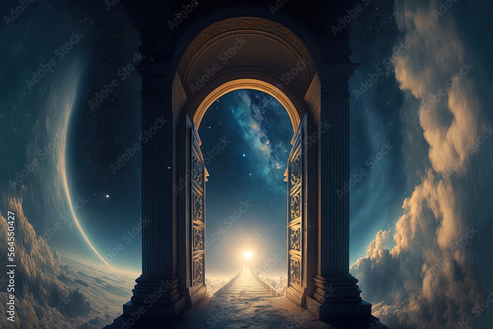 heaven with light glow from the eternal horizon, concept of adventure ...