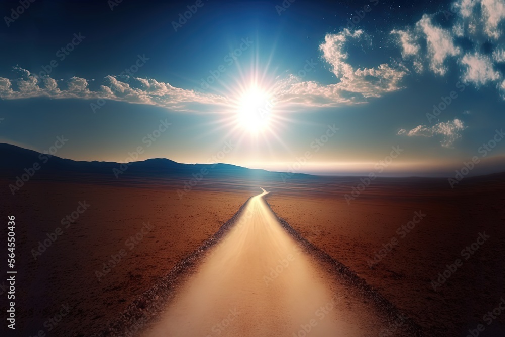 way path to heaven with light glow from the eternal horizon, concept of ...