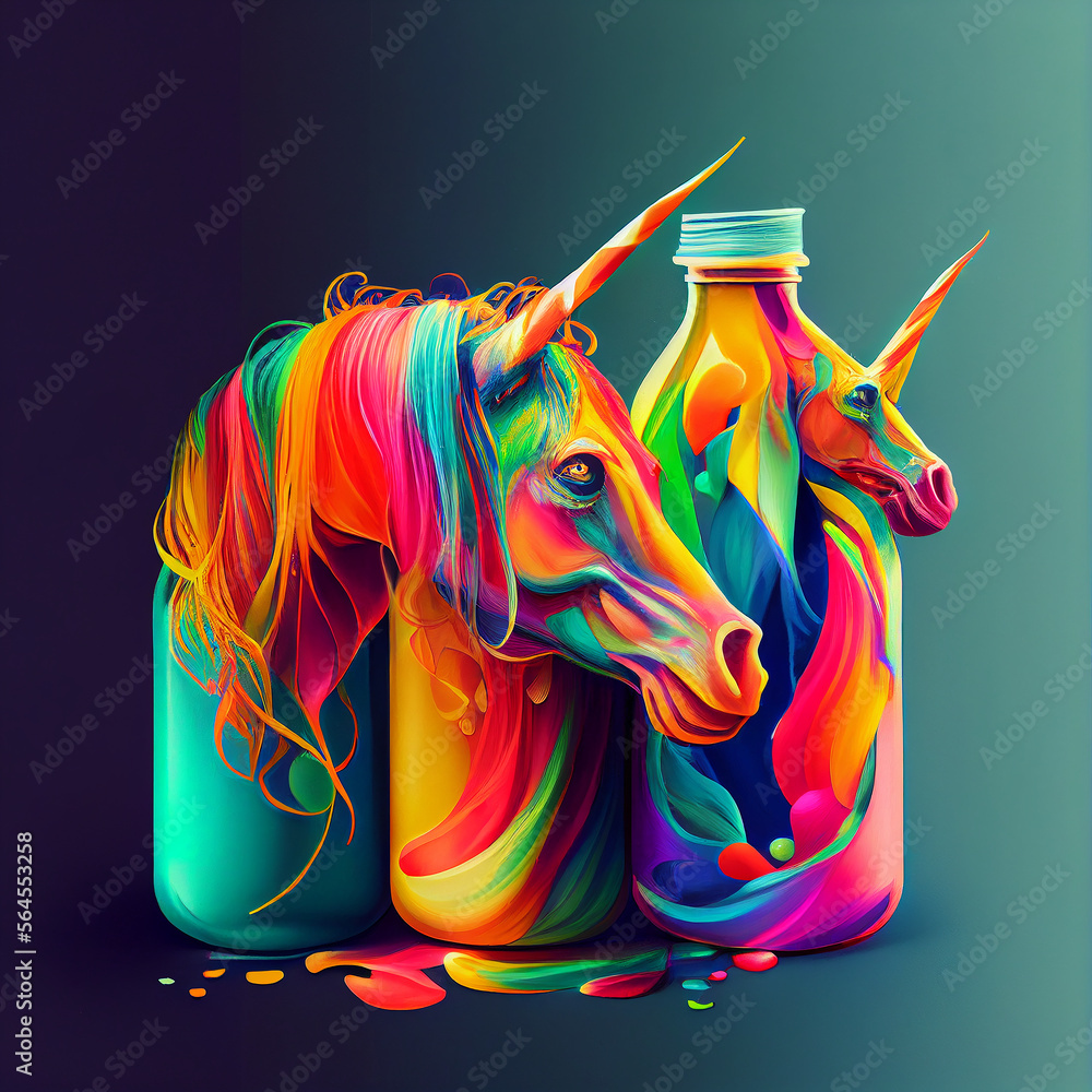 Neon Surreal Creative abstract unicorn unicorns pony ponies wildlife ...