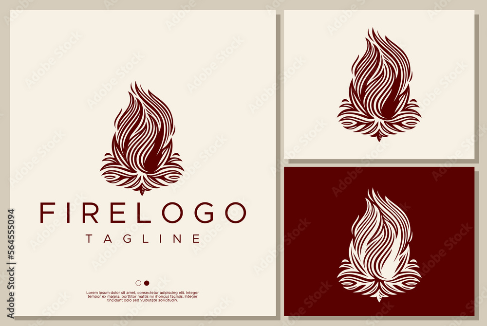 fire pit logo design concept. fire logo branding. retro fire logo ...