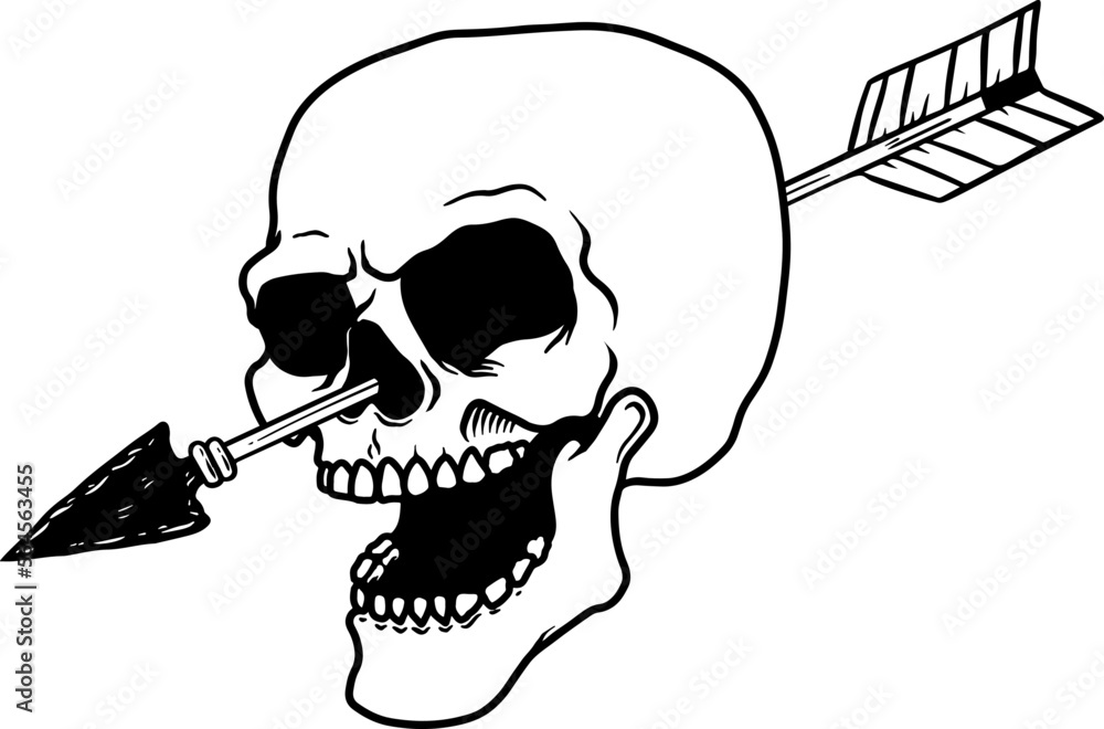 Skull with arrow in head. Design element for poster, card, banner ...