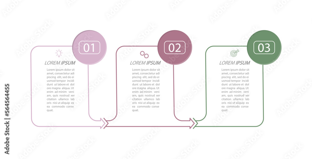 3 stages of development, improvement or training. Infographics with ...