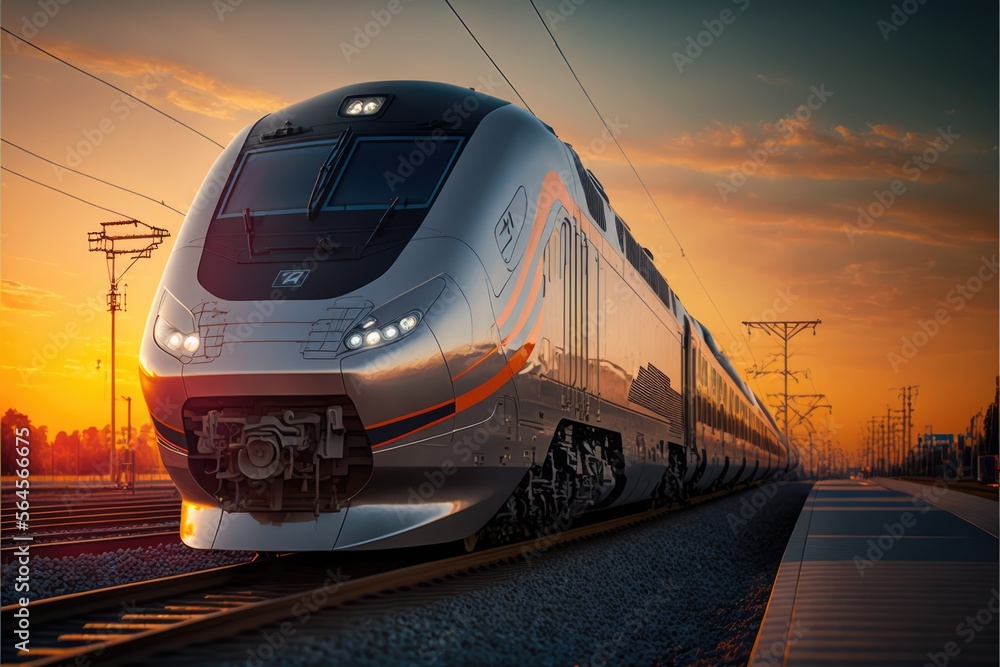 train on the railway made with generative ai Stock Illustration | Adobe ...