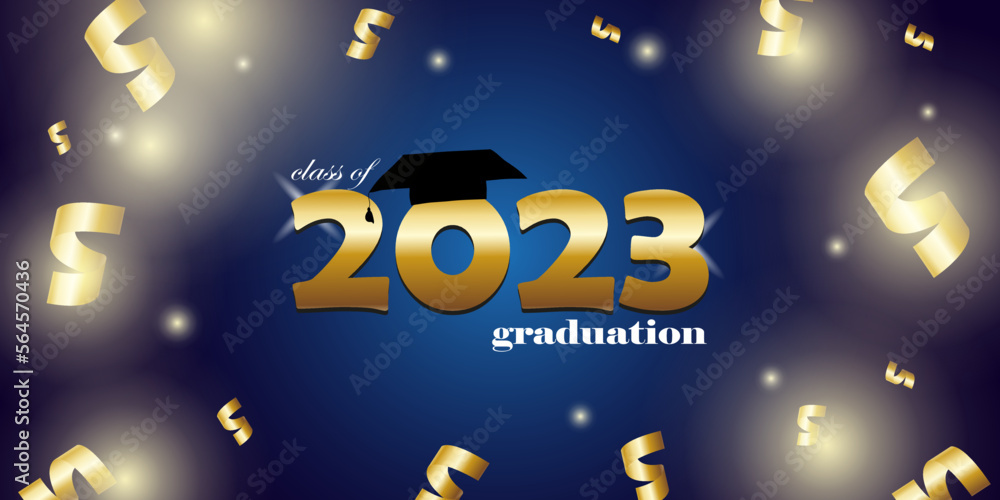 A bright poster of graduation 2023 on a background with a blue gradient ...