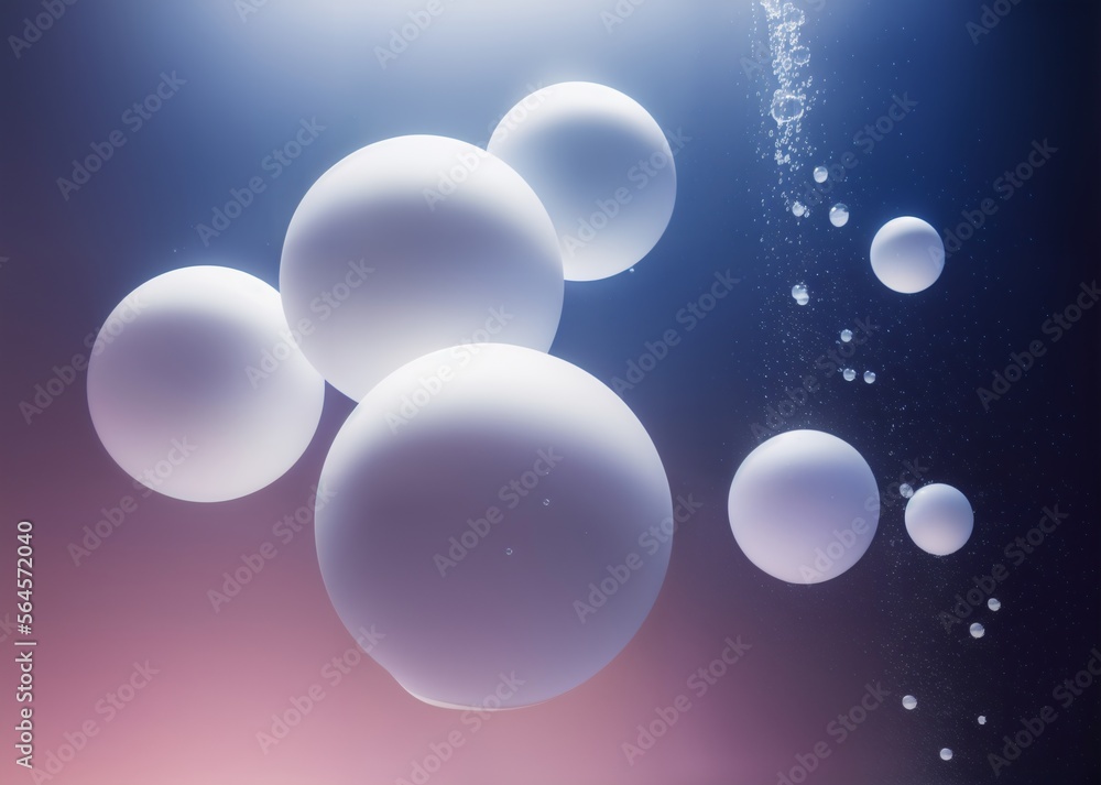 Abstract background with pink soft bubbles floating underwater ...
