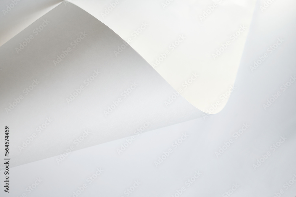 white on white background. curled sheet of paper. Abstract creative ...