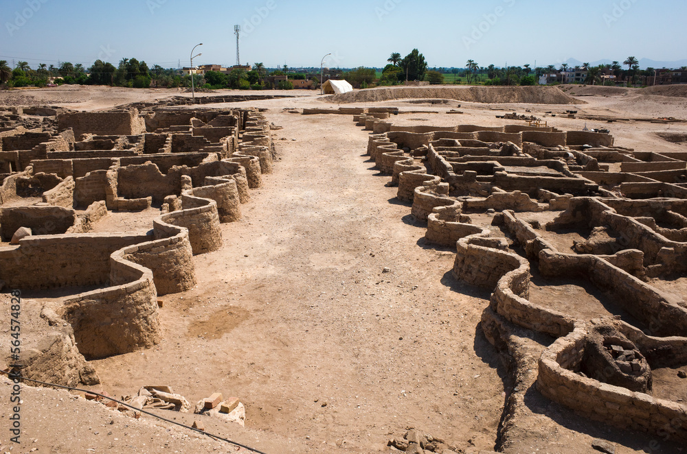 Luxor, Egypt - October 10, 2022: Unearthed ancient city near Luxor with ...
