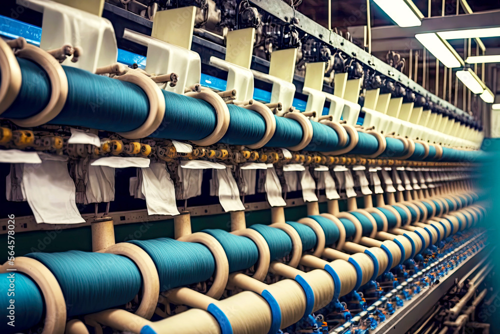production of fabrics and clothing in weaving factory textile industry ...