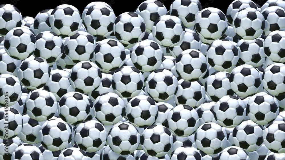 Football Soccer Balls Fall Drop Transition 3D Animation Transparent ...