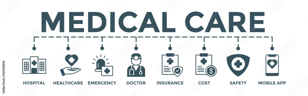 Medicare banner of health care and insurance concept. Editable vector ...