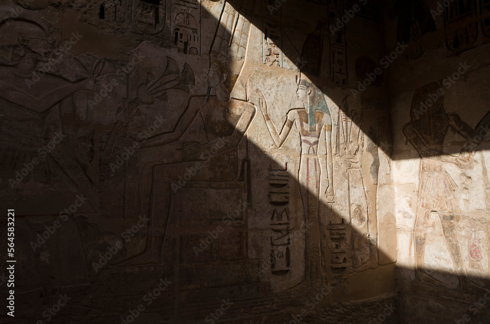 Images of old Egyptian symbols, hieroglyphs, gods and pharaohs on the ...