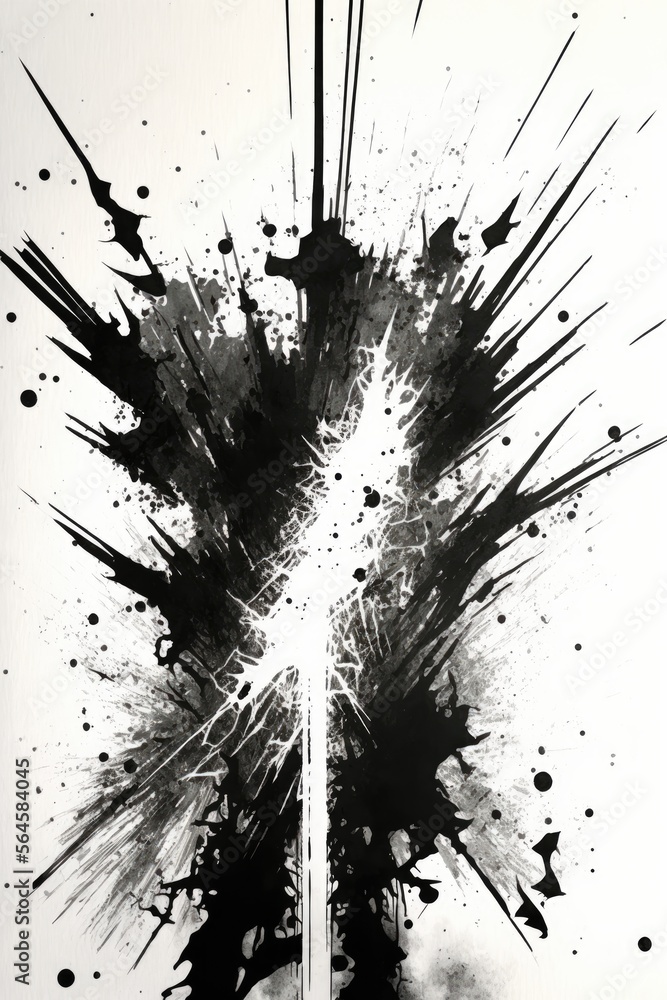 charcoal, line art, abstract splatter battle, splatter drippings, paper ...
