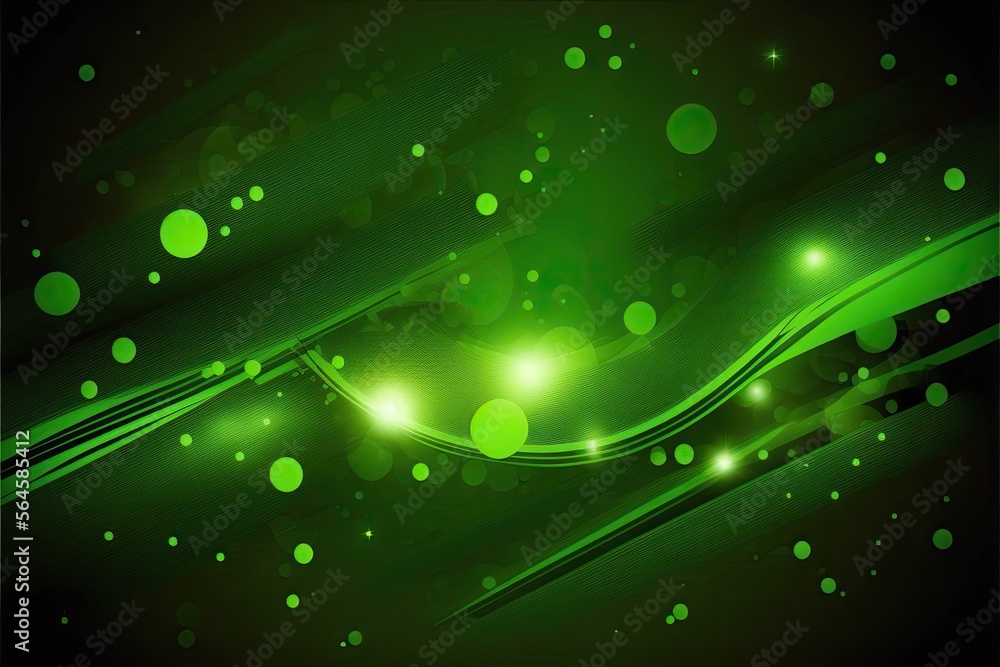 Green abstract background in vector illustration with glow and lights ...