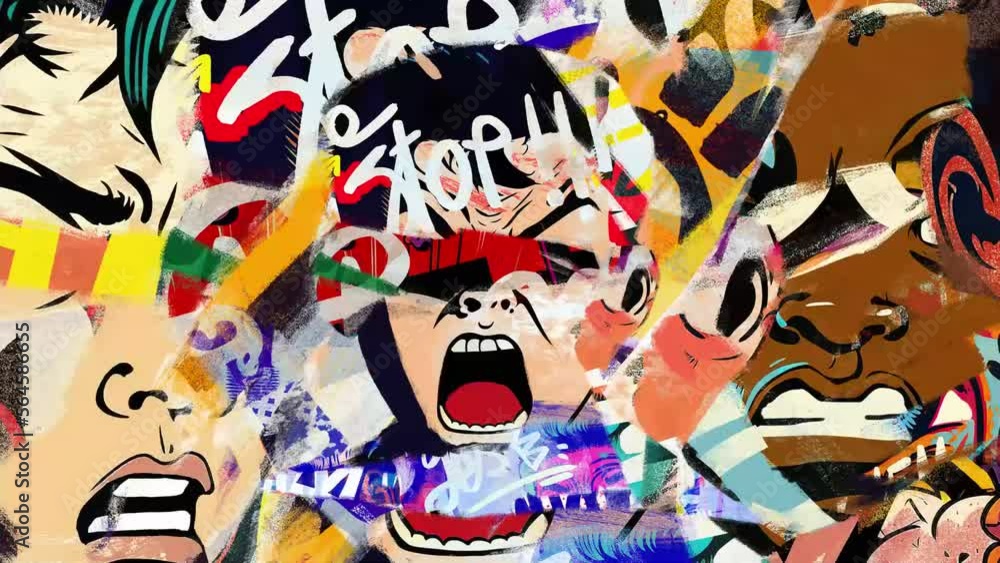 graffiti on the wall street art textured animation. transition effect ...