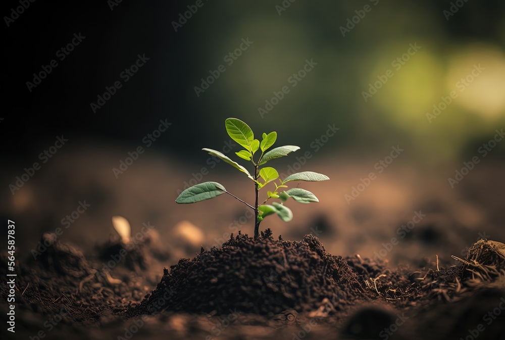 growing little tree in soil , idea concept of growing forest for ...