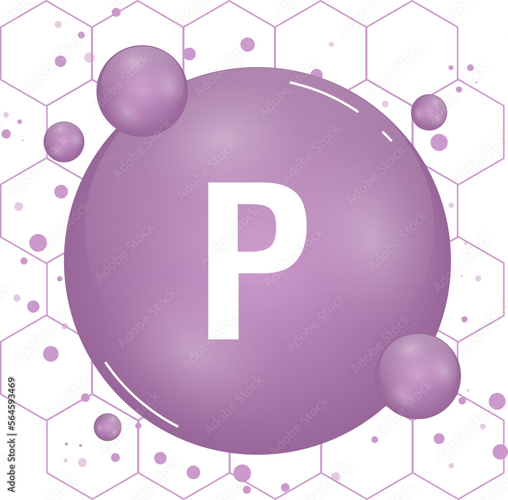 Phosphorus, P minerals for health. Mineral vitamin complex. Medical and ...