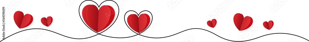 red paper heart with heart shape line drawing isolated on transparent ...