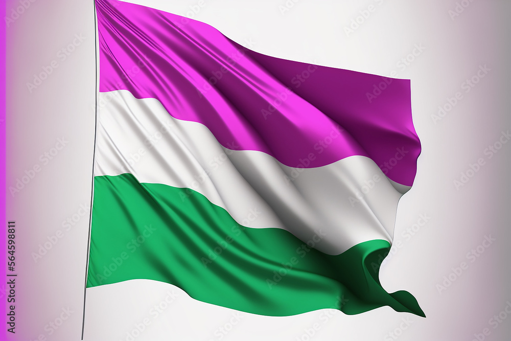 GenderQueer flag white background. LGBT concept, flags moving. Ai ...