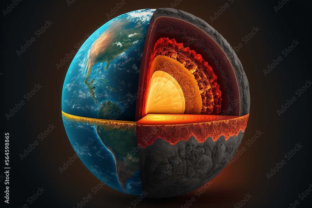layers of the planet earth and the core. Ai generated art Stock ...