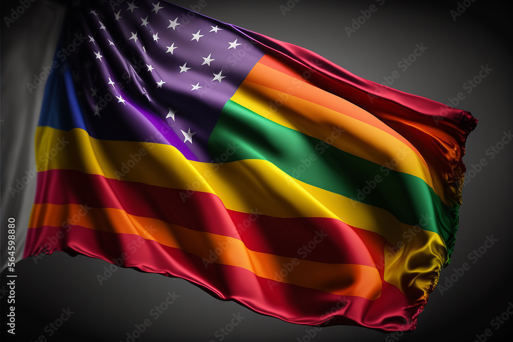 lgbt flag, usa flag. LGBT concept, flags moving. Ai generated art Stock ...