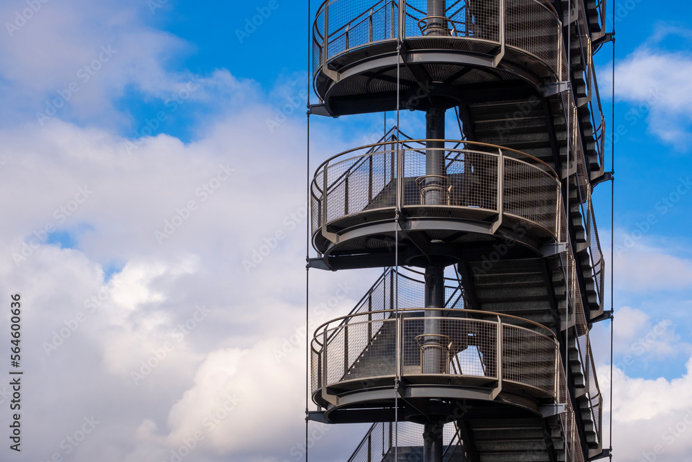 Emergency exterior stairs on the facade of a modern building Stock ...