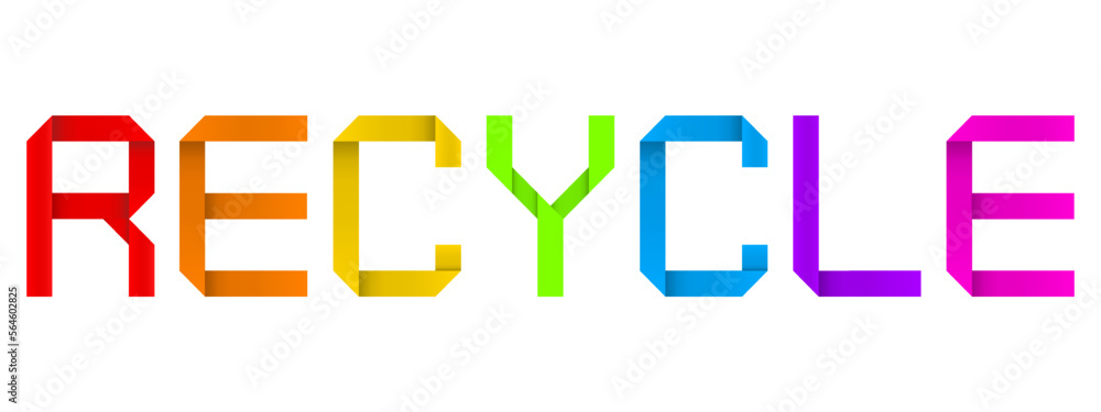 Vector concept or conceptual paper origami font forming the RECYCLE ...