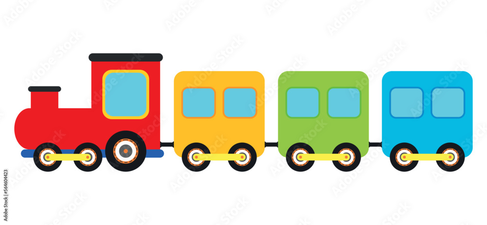 Simple Colorful Train Transportation in Flat Animated Cartoon Vector ...