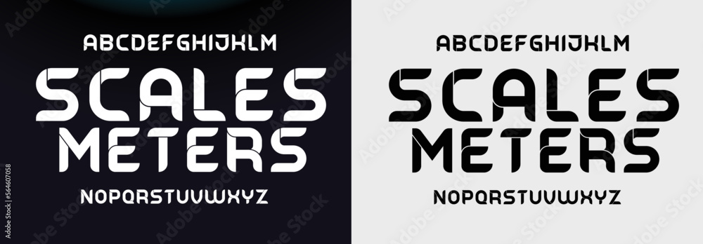 SCALES METERS Sports minimal tech font letter set. Luxury vector ...