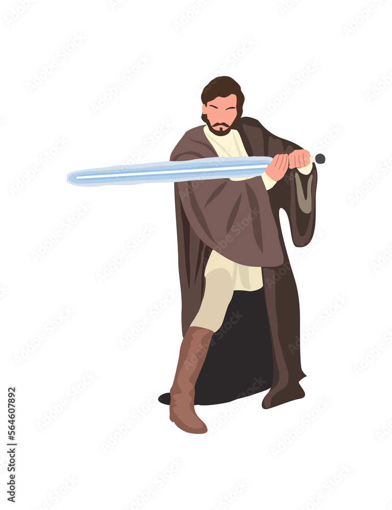 Jedi knight Cartoon male character, Avatar symbol with laser sward ...