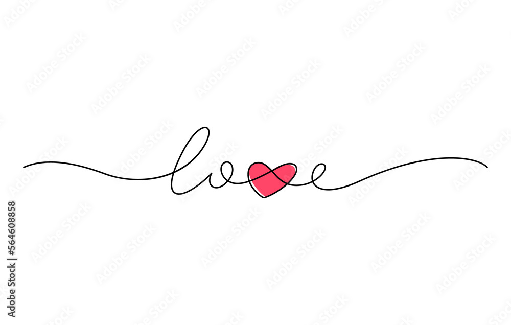 love lettering design continuous line drawing illustration Stock ...