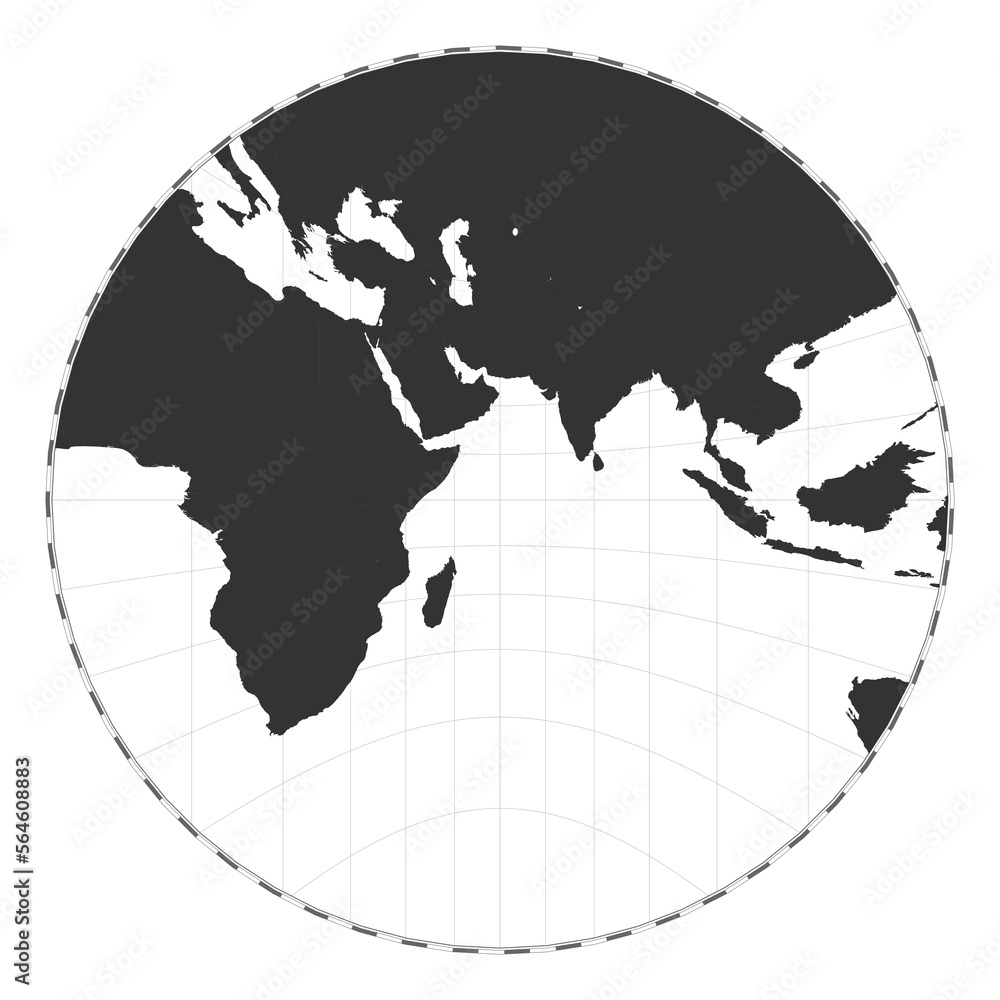 Vector world map. Gnomonic projection. Plain world geographical map ...