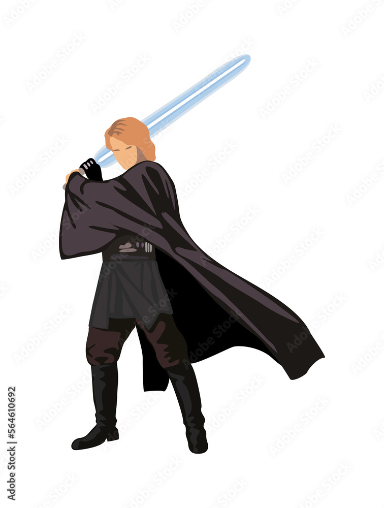 Jedi knight Cartoon male character, Avatar symbol with laser sward ...