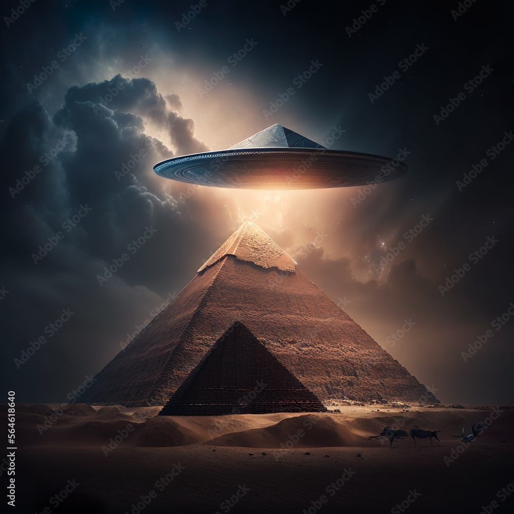 The great pyramid of Giza in the time of the aliens Stock Illustration ...