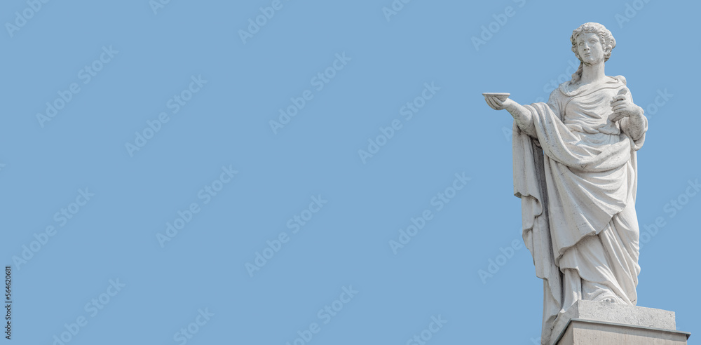 Old roof statue of a beautiful Renaissance Era woman philosopher and ...