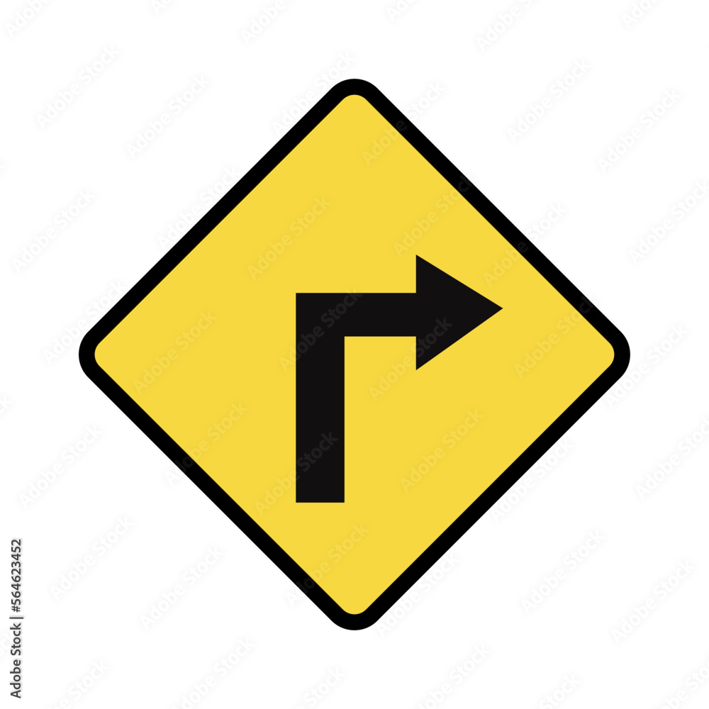 Sharp right turn signs, Brazilian traffic sign vector illustration ...