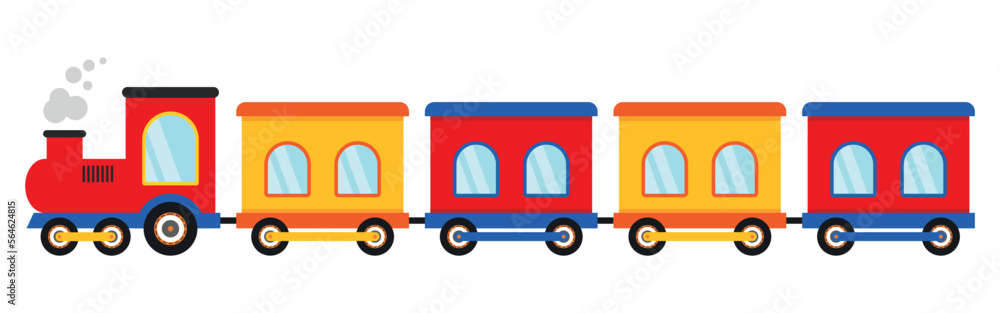 Colorful Train Transportation in Flat Animated Cartoon Vector ...