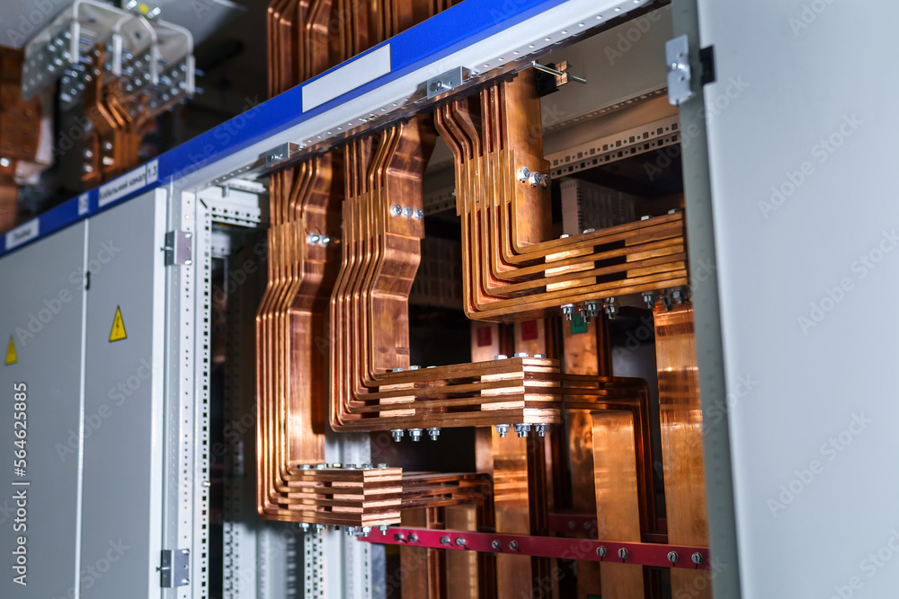 Power transformer installation at the modern industrial plant Stock ...